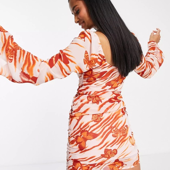 ASOS | Dresses | Asos Design Chiffon Keyhole Mini Dress With Buttons In ...